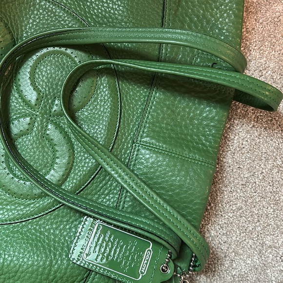 Coach | Bags | Coach Green Leather Tote Bag | Poshmark